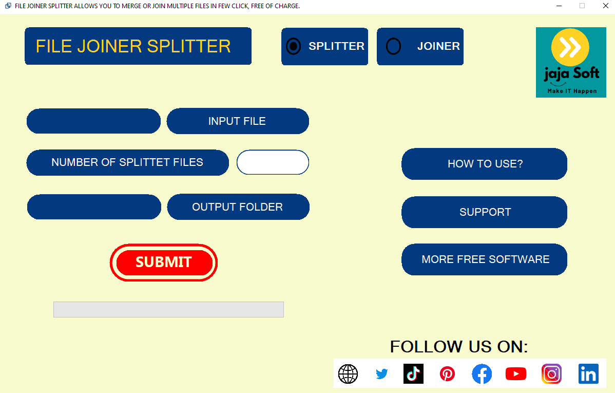 File Splitter – File Joiner Free Desktop Software – jajasoft – Automation Tools for You